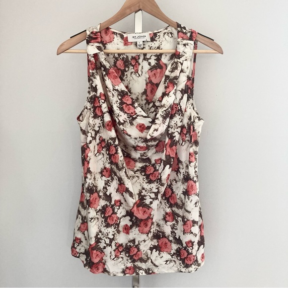 St. John Collection | Tops | St John Silk Cowl Neck Sleeveless Blouse ...